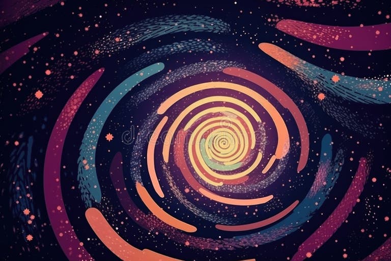 Vintage Psychedelic Poster Featuring a Spiral Galaxy in Outer Space ...