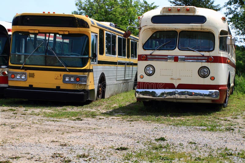 Vintage Public Transportation Vehicles - Buses. Stock Photo - Image of ...