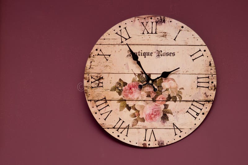 Vintage purple clock stock photo. Image of wall, background - 25238066