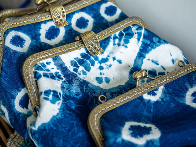 Vintage Purse Made by Indigo Blue Fabric. Vintage Clutch Retro Style ...