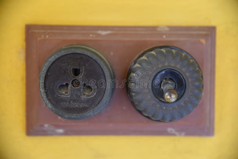 Vintage Put Light Switch on Wall. Ancient Power Switch. Editorial Stock ...