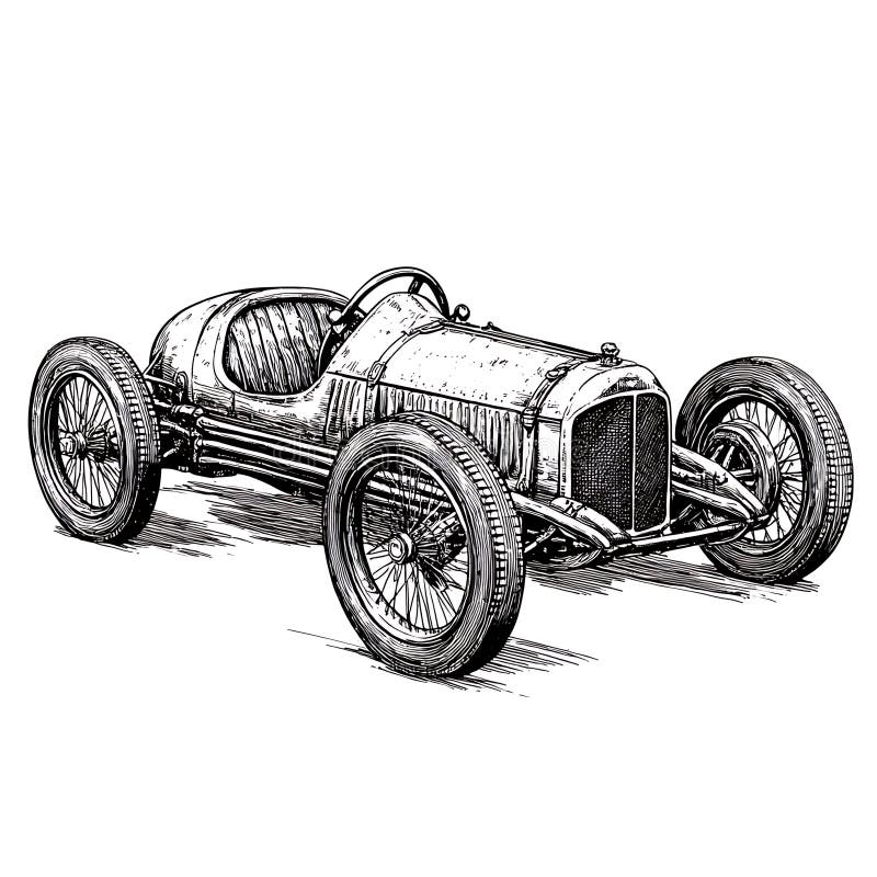 Vintage racing car sketch stock illustration. Illustration of ...