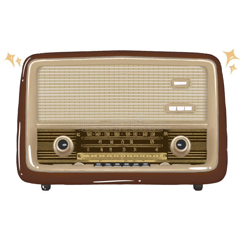 Cute Vintage Radio Illustration Artwork Stock Photo - Illustration of ...