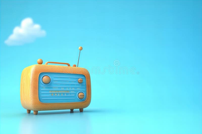 Vintage Radio on Bright Blue Background Celebrating Radio Day Stock ...