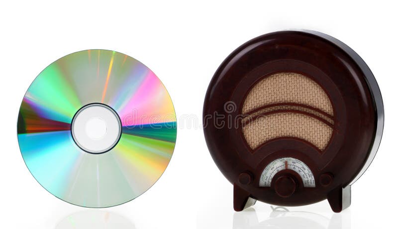 Vintage Radio and Compact Disk Stock Image - Image of device, musical ...