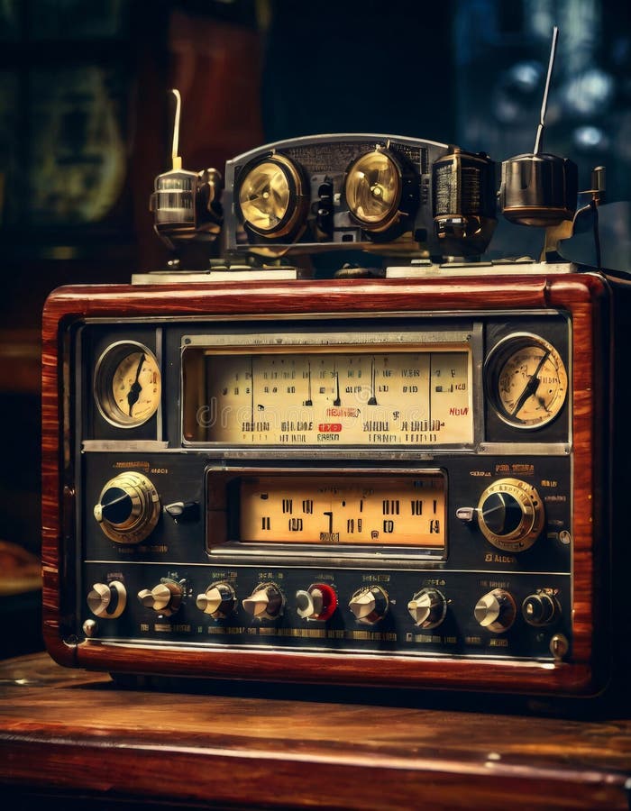 Vintage Radio with Dials and Knobs in Retro Setting Stock Photo - Image ...