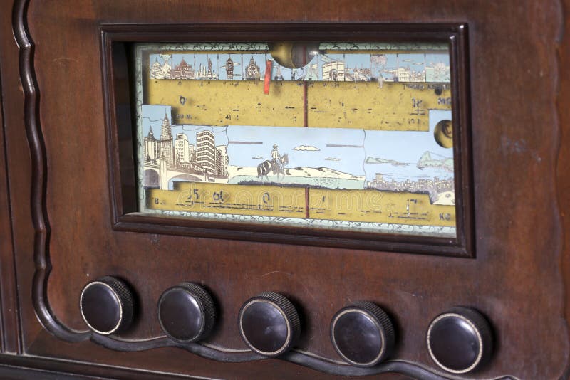 Vintage Radio Front with Buttons and Dial Stock Photo - Image of button ...