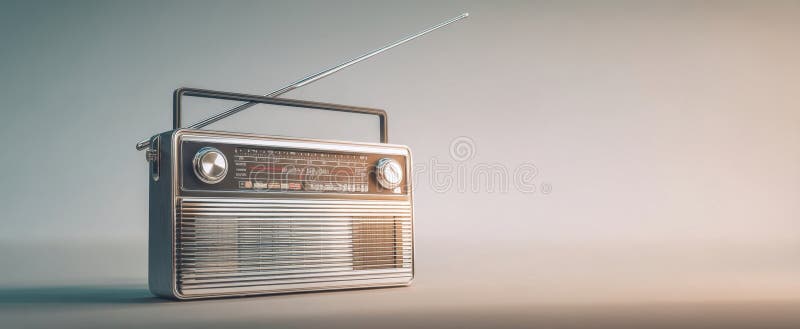 The Vintage Radio with a Metallic Finish and an Extended Antenna in ...