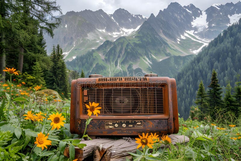A Vintage Radio on a Wooden Table with Blurred Background Stock Image ...