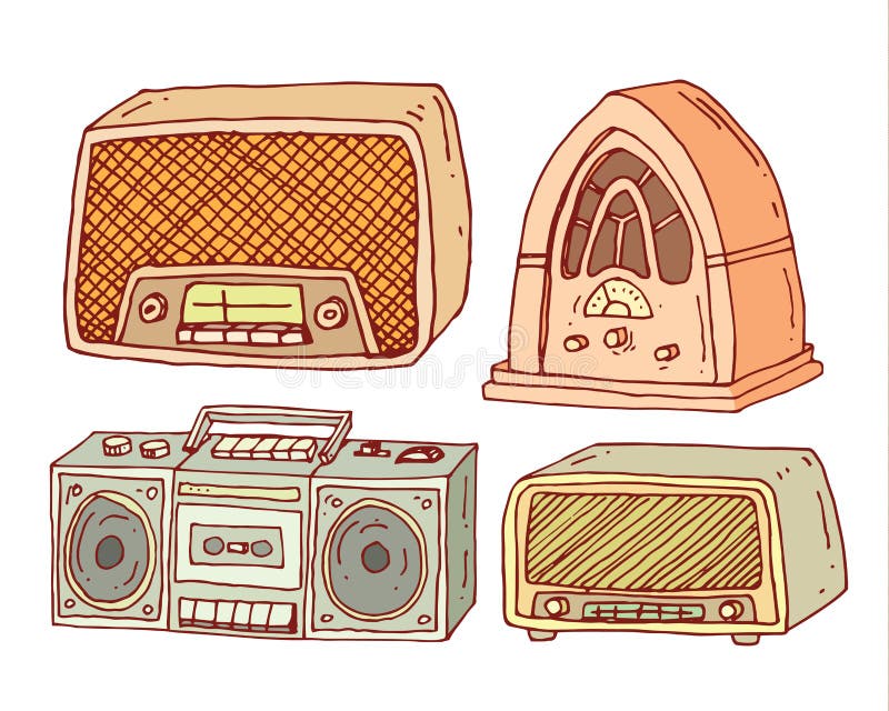 Vintage Radio Set, Vector Illustration Stock Illustration ...