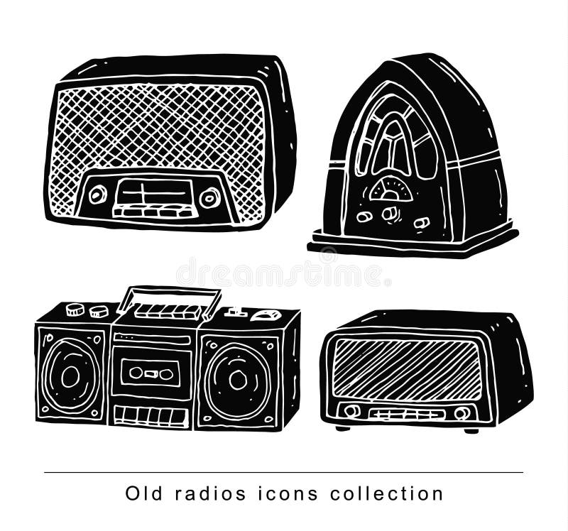 Vintage Radio Set, Vector Illustration Stock Vector - Illustration of ...