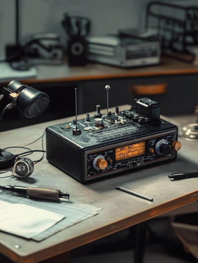 Vintage Radio Transmitter on Desk Retro Technology Communication ...