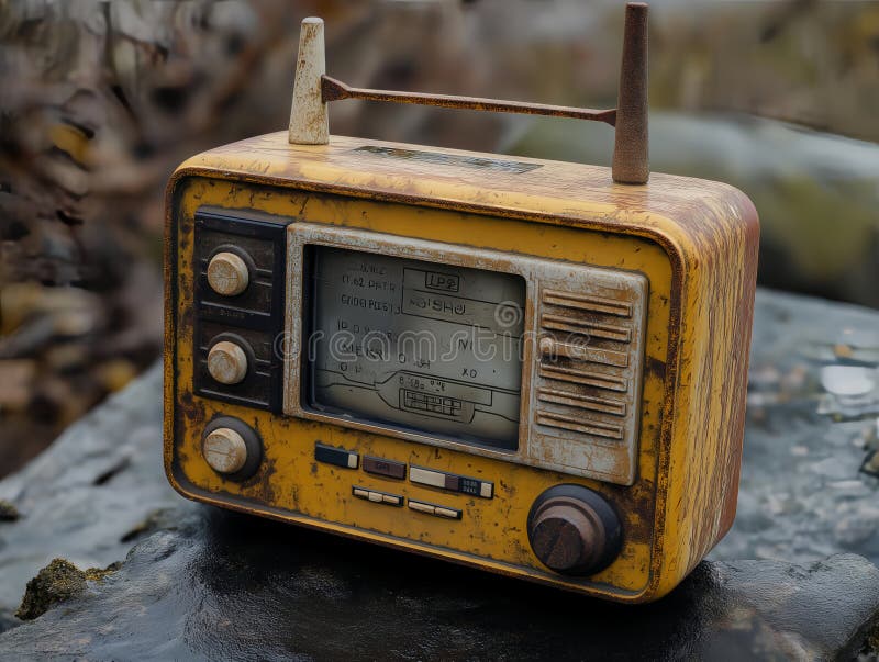 Vintage Radio with Worn Buttons and Dials on Table Stock Illustration ...