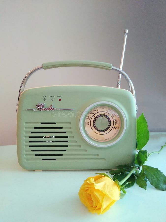 Vintage Radio with Yellow Roses. Stock Photo - Image of flower ...