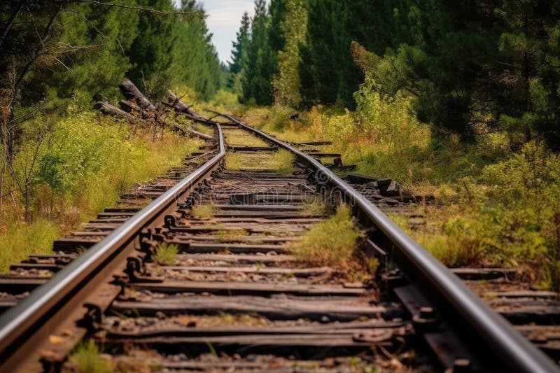 Vintage Railroad Route and Old Rails in the Woods. Generative AI Stock ...