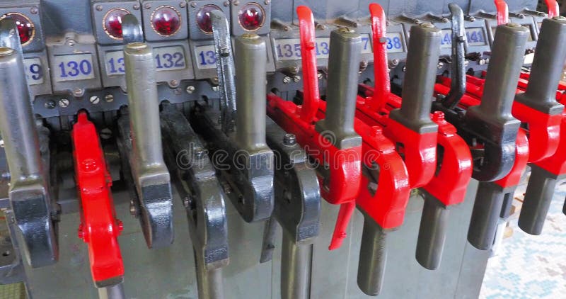 Vintage Railroad Switch Signal Tower Controls Up-close Stock Video ...