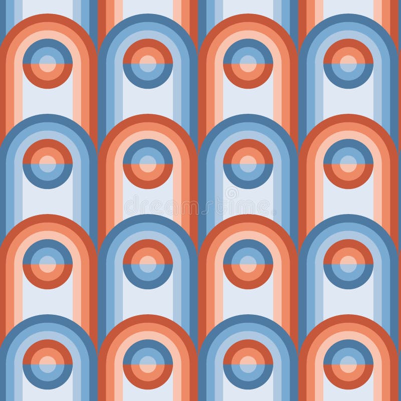 Vintage Rainbow Arc Geometry Seamless Pattern Stock Vector ...