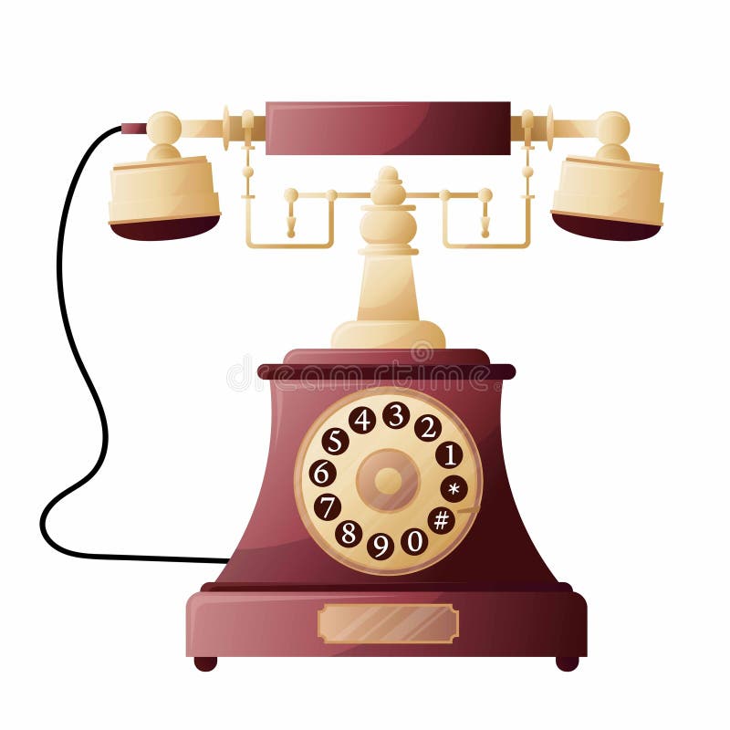 Vintage Receiver Telephone Vector Illustration. Old Antique Telephone ...