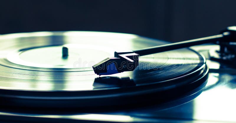 Vintage Record Player with Vinyl Disc, Close-up Stock Image - Image of ...