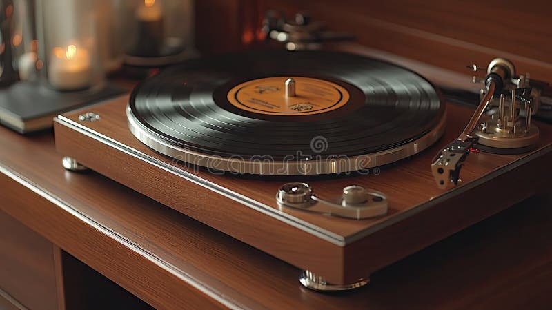 A Vintage Record Player with a Vinyl Record Spinning on it Stock ...