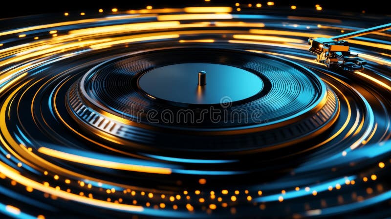 Vintage Record Player with Vinyl Spinning in Abstract Art Stock Photo ...