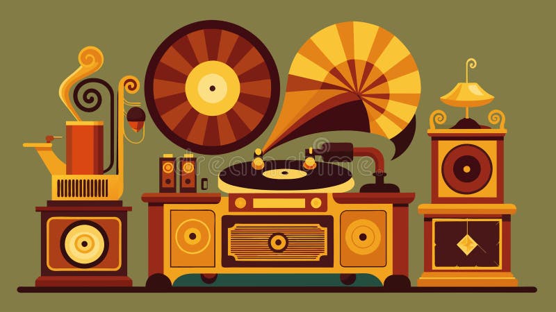 Vintage Record Players Adorned with Ornate Designs Were on Display ...