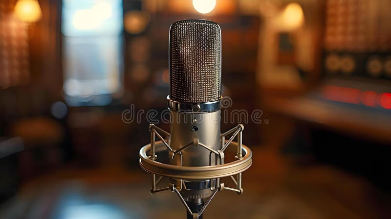 Vintage Recording Booth with Rustic Microphone Stand and Retro ...