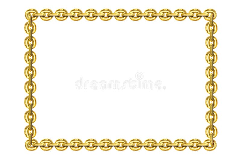 Vintage Rectangular Frame, Gold Chain, Isolated. Empty Copy Space for ...