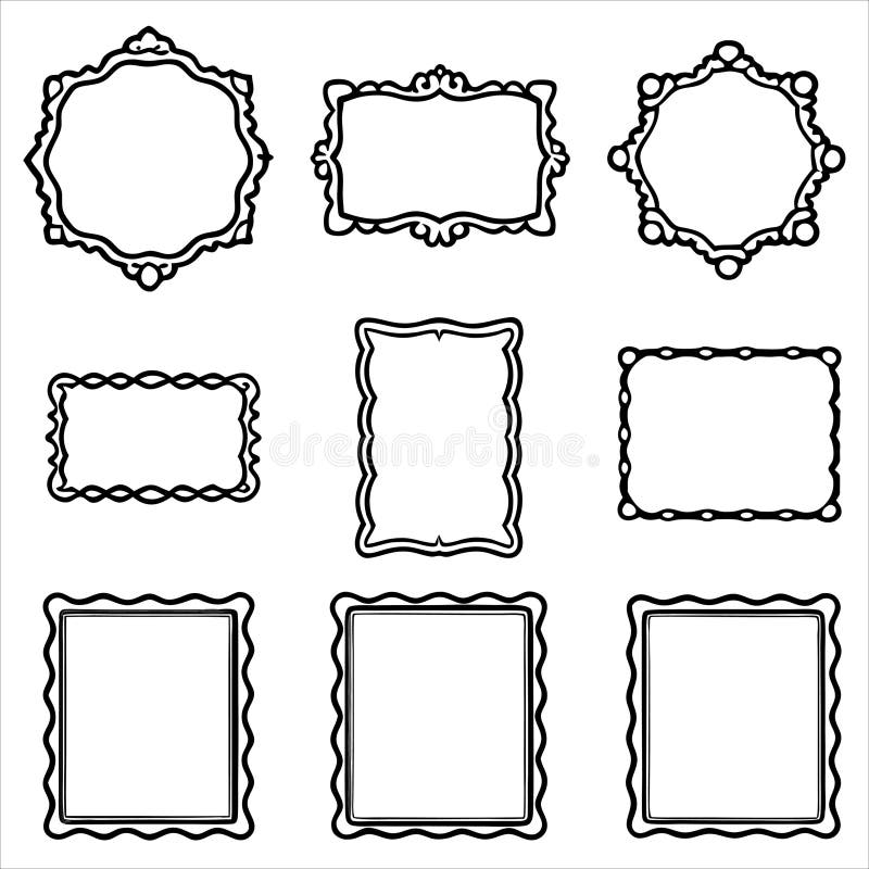 Vintage Rectangular Frame Vector Set – Elegant Ornamental Border ...