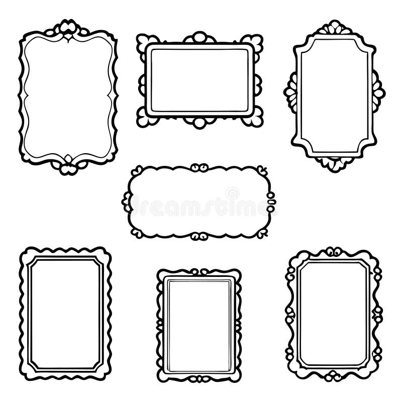 Vintage Rectangular Frame Vector Set – Elegant Ornamental Border ...