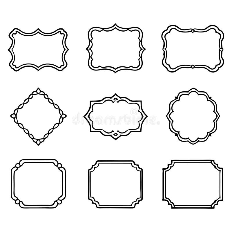 Vintage Rectangular Frame Vector Set – Elegant Ornamental Border ...