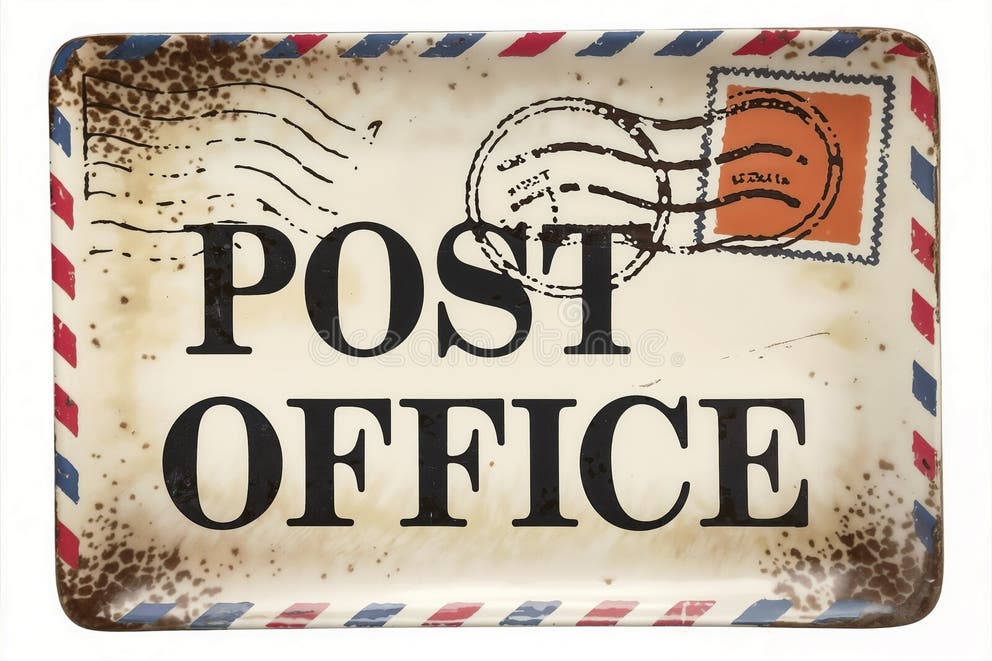 Vintage Rectangular Tray with Postal Theme and Airmail Border Stock ...