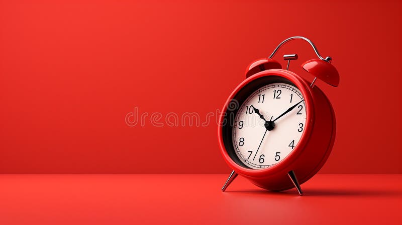 A Vintage Red Alarm Clock with a Classic Design. Ideal for Adding a ...