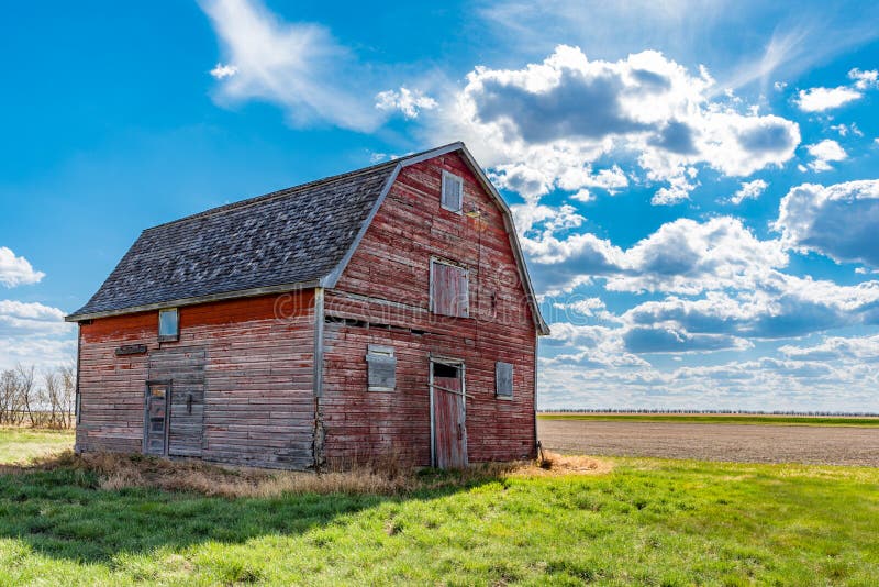 Vintage Red Barn on Prairies Near White Bear, Saskatchewan Stock Image ...