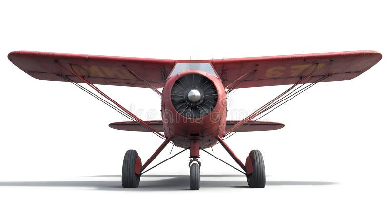 Vintage Red Biplane 3D Render Stock Illustration - Illustration of ...