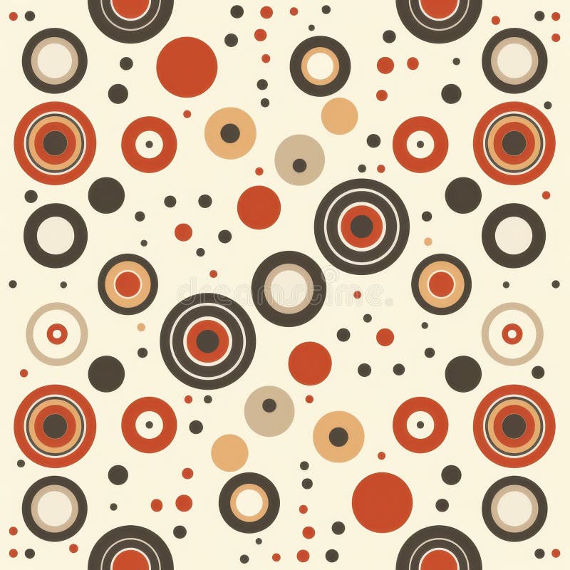 Vintage Red, Black, and Beige Circle Pattern Stock Illustration ...