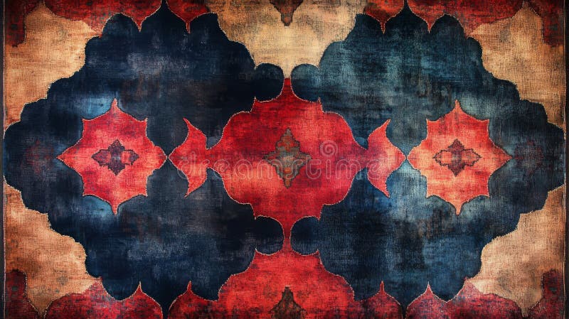 Vintage Red and Blue Floral Rug Texture Stock Illustration ...