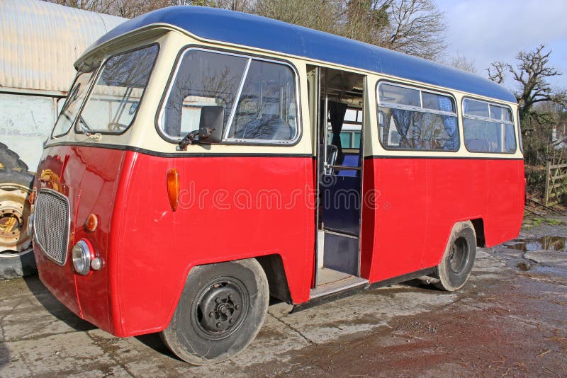Vintage red bus stock photo. Image of mirror, vehicle - 124043716