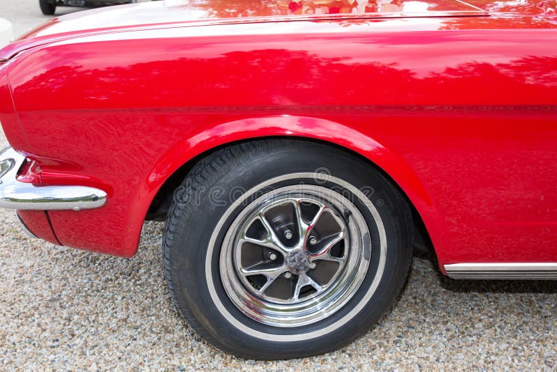Vintage Red Car. Close-up of Old Retro Auto Stock Photo - Image of ...