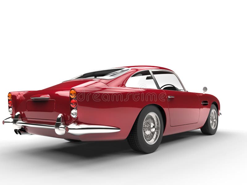 Vintage Red Car - Tail Side View Stock Illustration - Illustration of ...