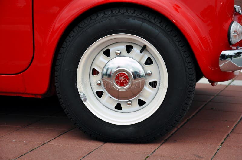 Vintage red car wheel stock image. Image of speed, power - 59457171