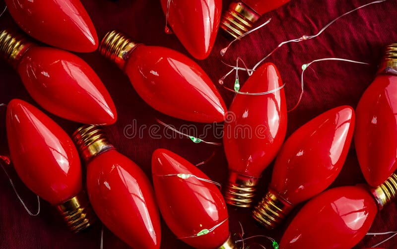 Vintage Red Christmas Lights Lightbulbs with New Green Micro Lights ...