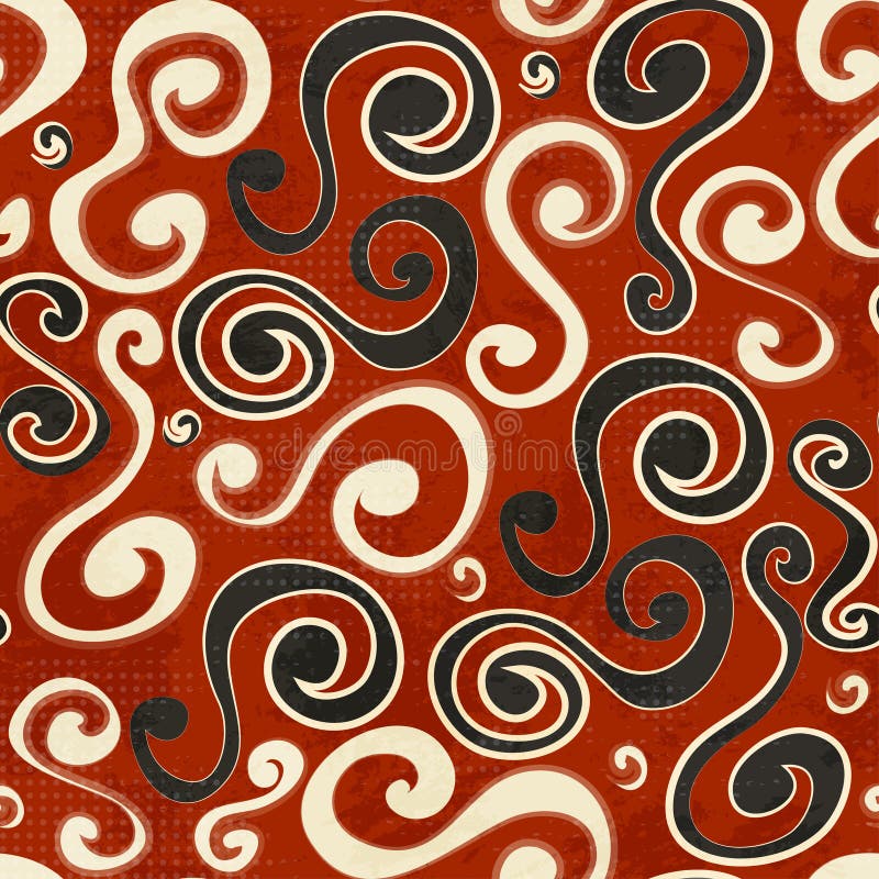 Vintage Curves Seamless Texture with Grunge Effect Stock Vector ...