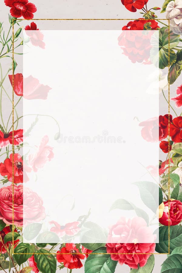 Vintage Red Flowers Vector Floral Frame Illustration Stock Vector ...