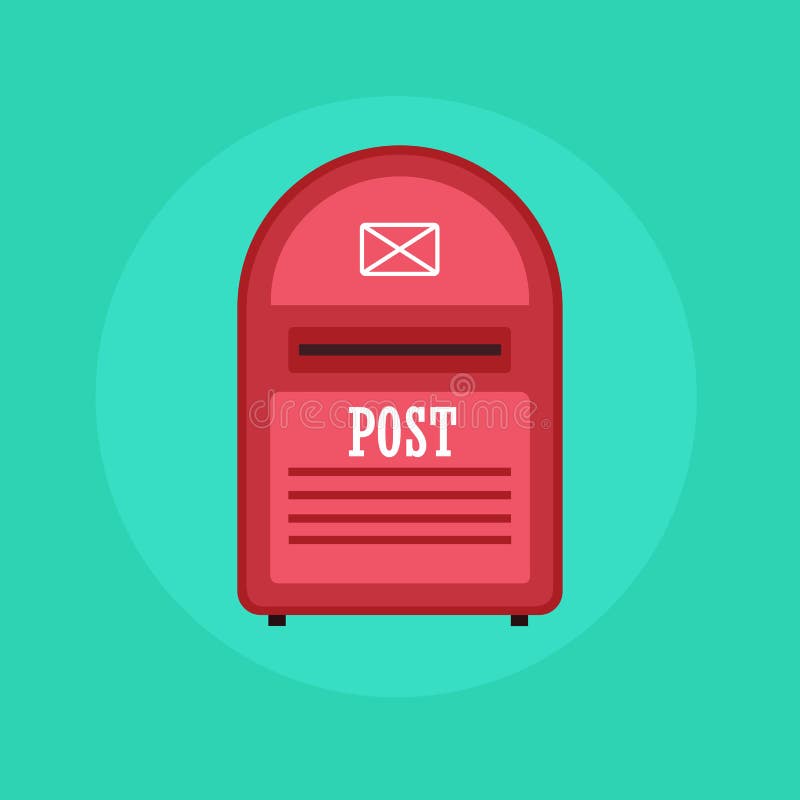 Vintage Red Mail Box Post Icon. Flat Design Illustration. Stock Vector ...