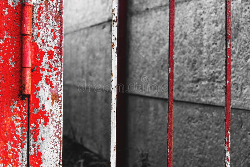 Vintage red metal fence stock image. Image of metallic - 71692251