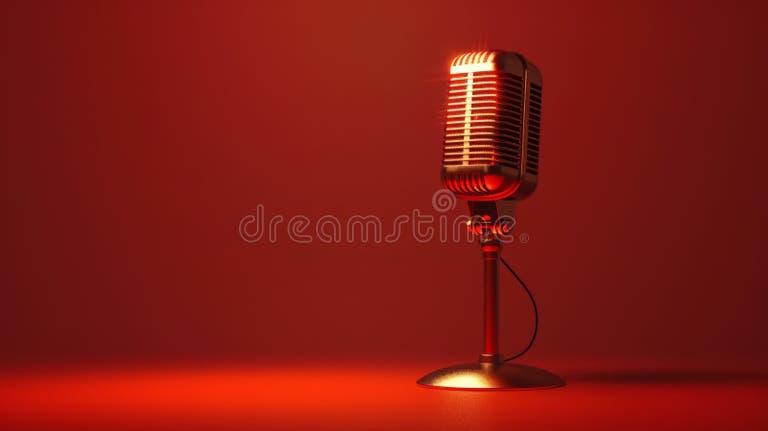 The Vintage Red Microphone.AI Generated Image Stock Photo - Image of ...