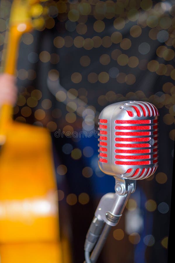 Classic Microphone With Jukebox Editorial Photography - Image of speech ...