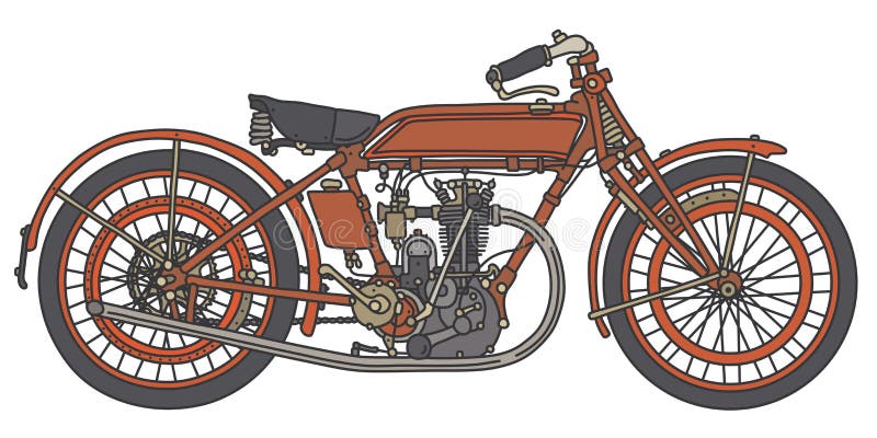 The vintage red motorcycle stock vector. Illustration of sport - 223558990