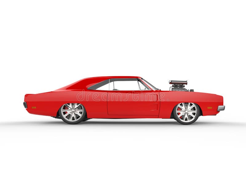 Vintage Red Muscle Car - Side View Stock Illustration - Illustration of ...